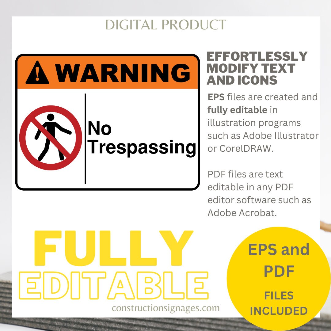 No Trespassing Printable Sign, Safety Sign, Safety Poster, Printable ...