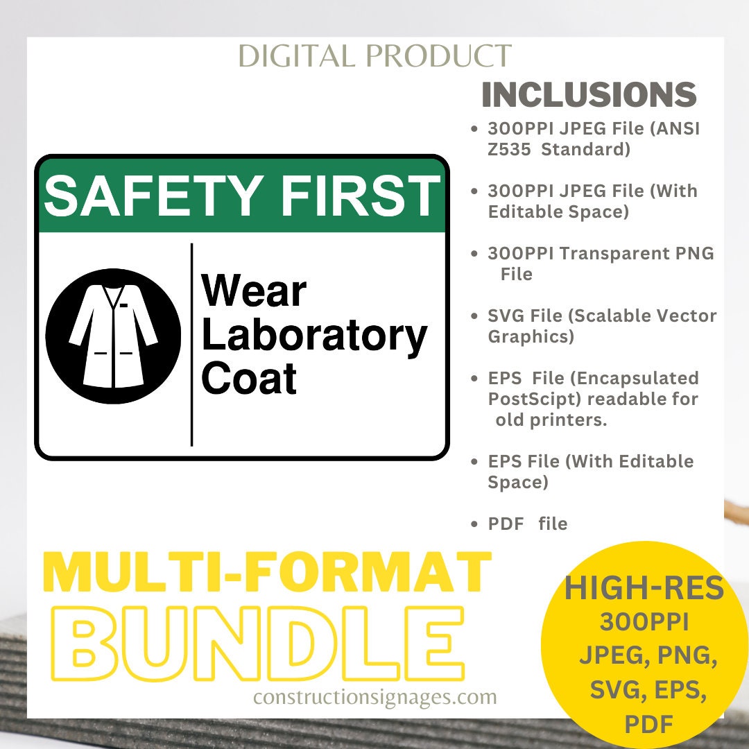 Wear Laboratory Coat Printable Safety Signages Digital - Etsy