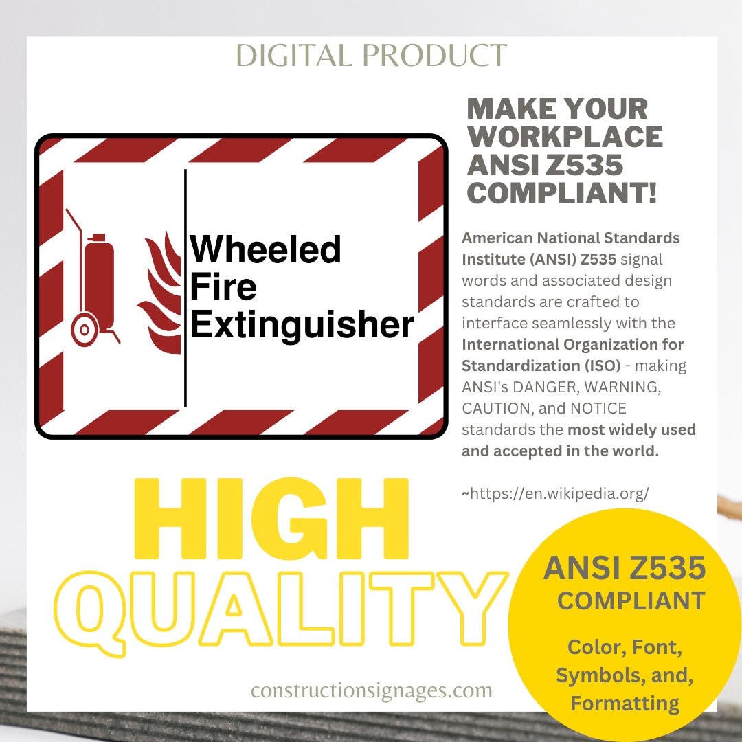 Wheeled Fire Extinguisher, Printable Safety Signages, Digital Download ...