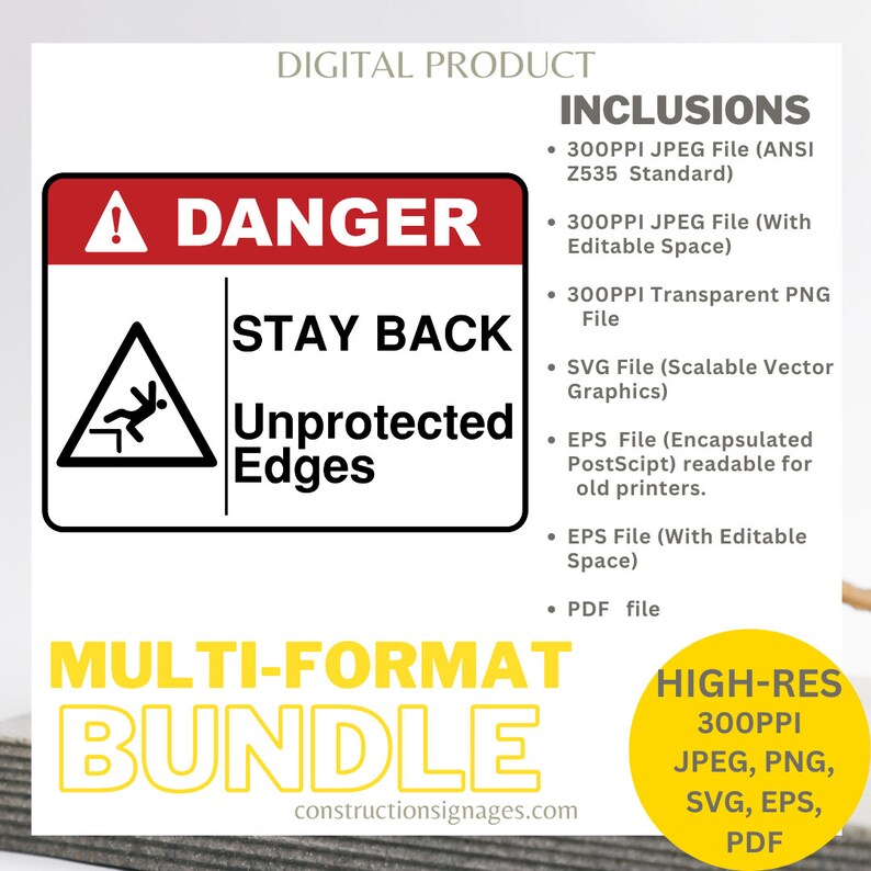 Stay Back, Unprotected Edges, Printable Safety Signage, Caution ...