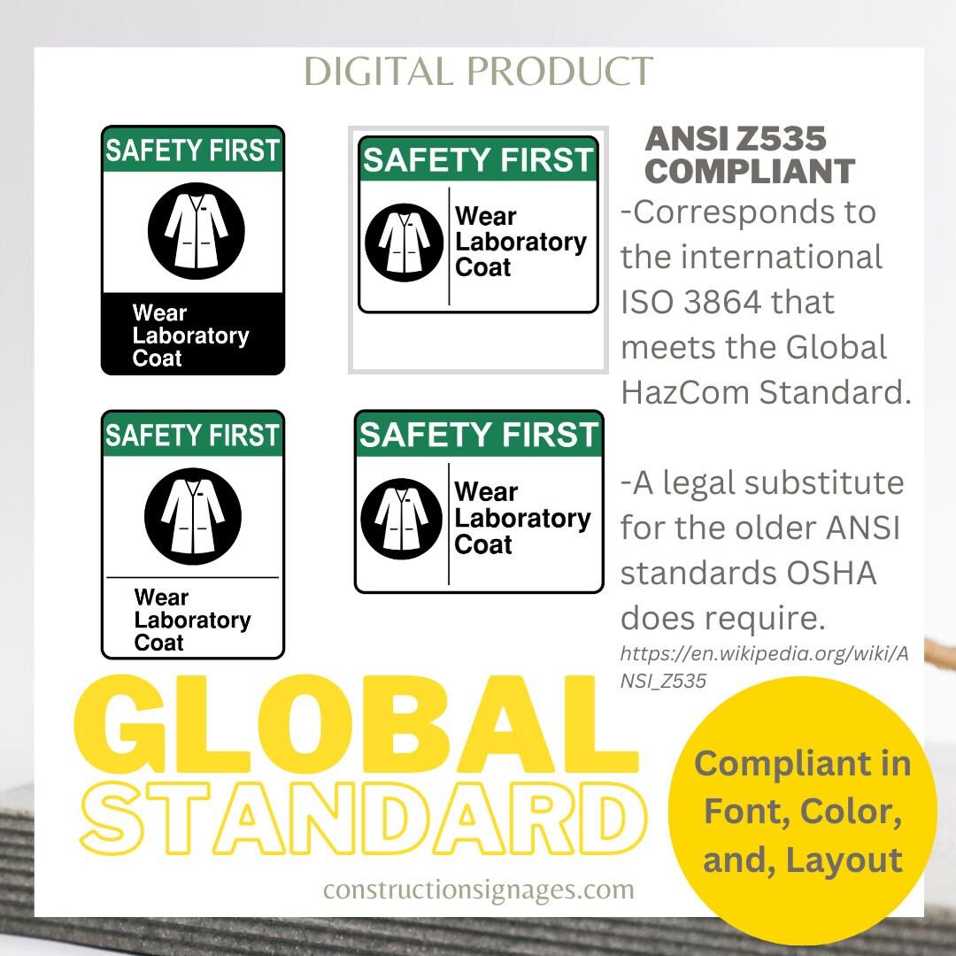 Wear Laboratory Coat, Printable Safety Signages, Digital Download - Etsy