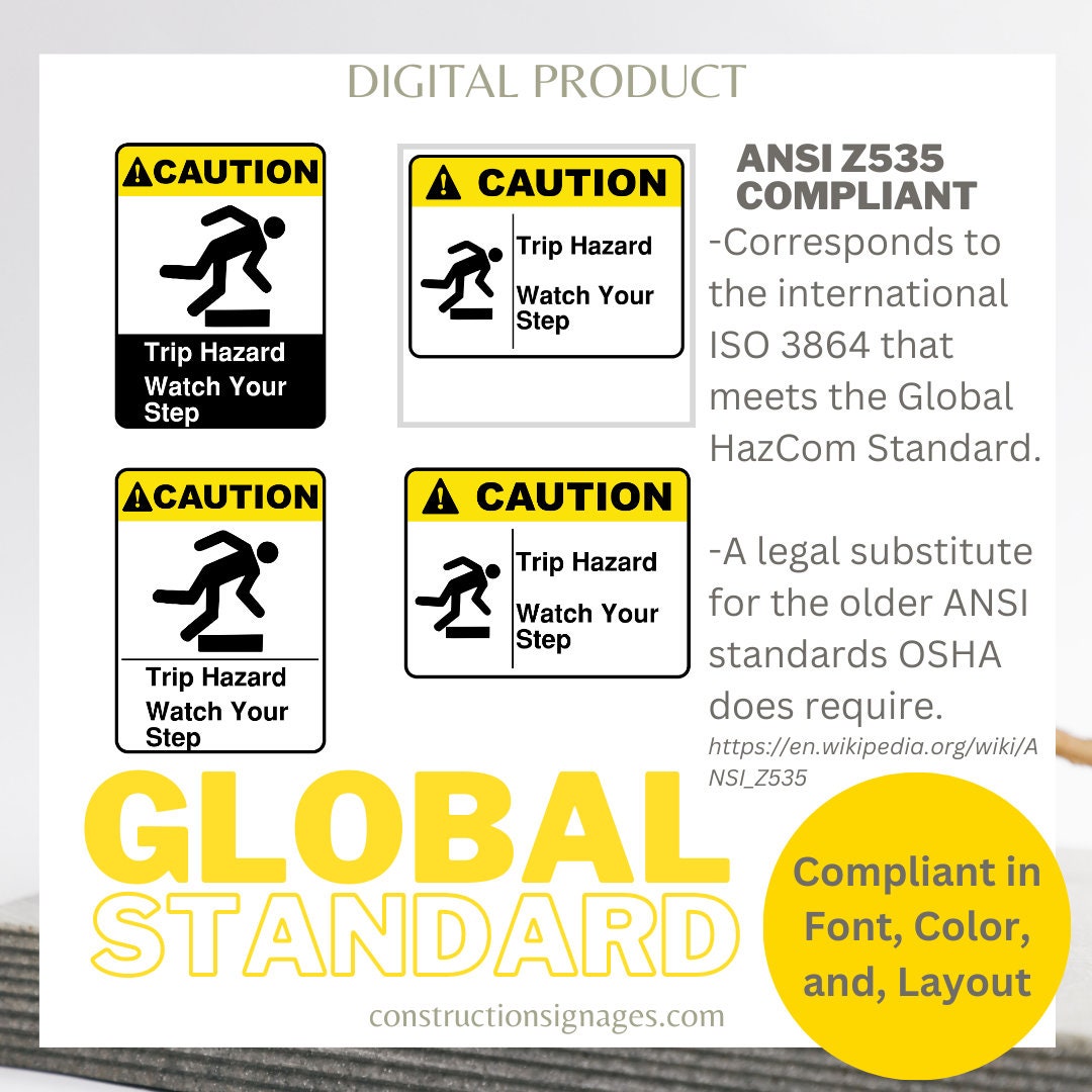 Trip Hazard Watch Your Step, Printable Safety Signages, Digital ...