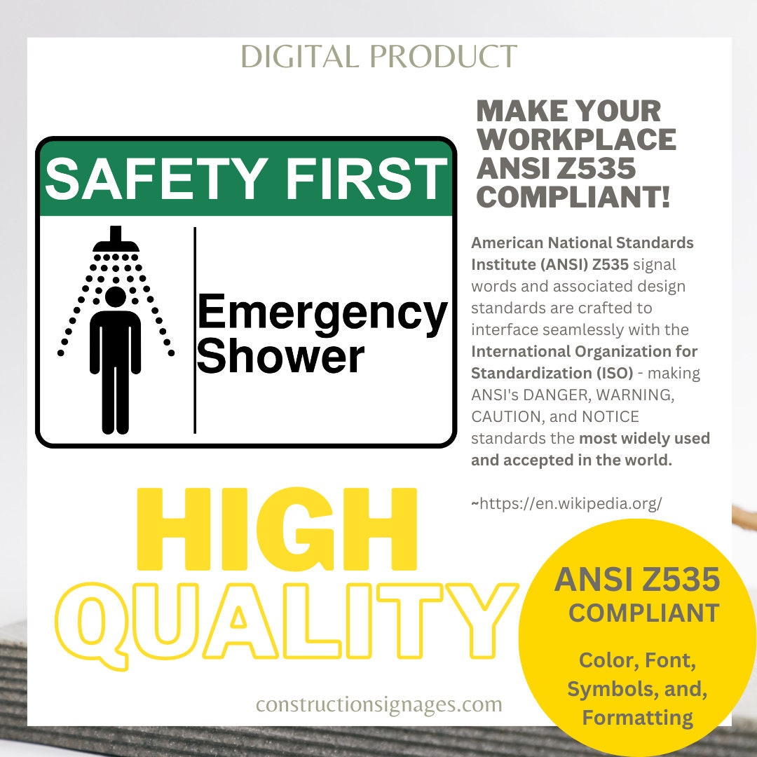 Emergency Shower, Printable Safety Signages, Digital Download - Etsy