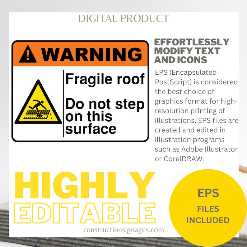 Fragile Roof, Do Not Step on This Surface, Safety Sign, Printable ...