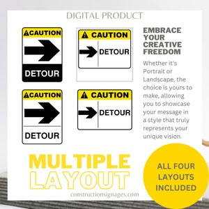 Detour Right, Printable Safety Signages, Safety Poster - Etsy