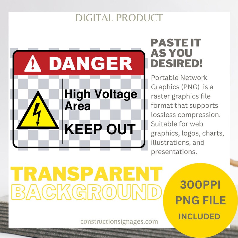 High Voltage Area, Keep Out, Printable Safety Signage, Digital Download ...