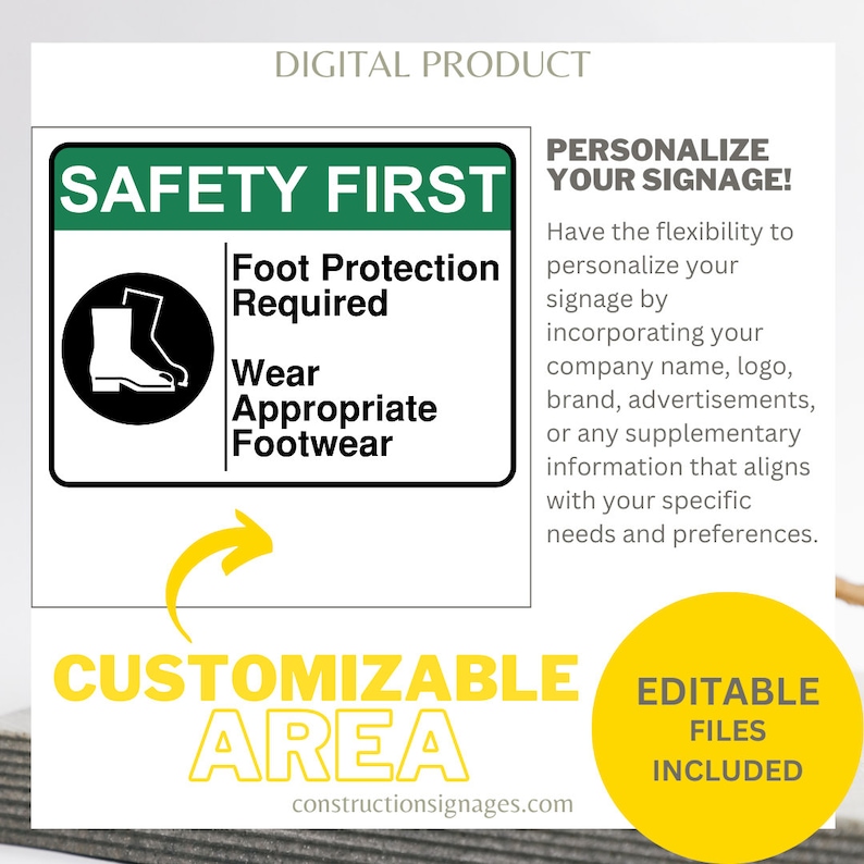 Foot Protection Required, Wear Appropriate Footwear, Printable Safety ...