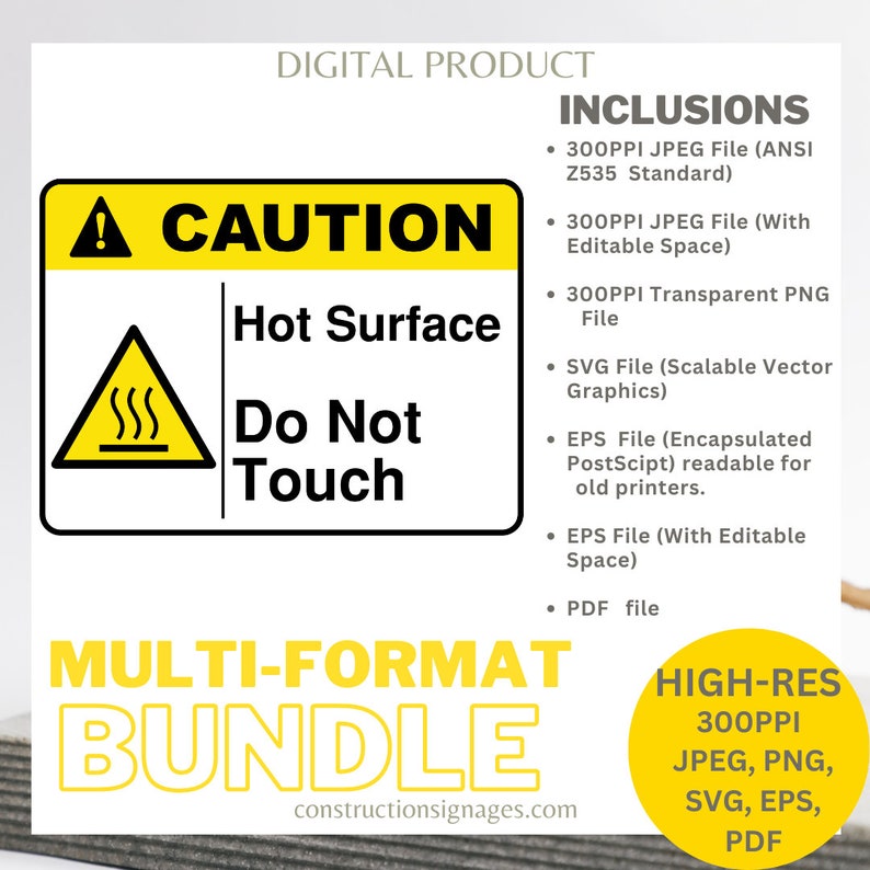 Hot Surface, Do Not Touch, Printable Safety Signages, Digital Download ...