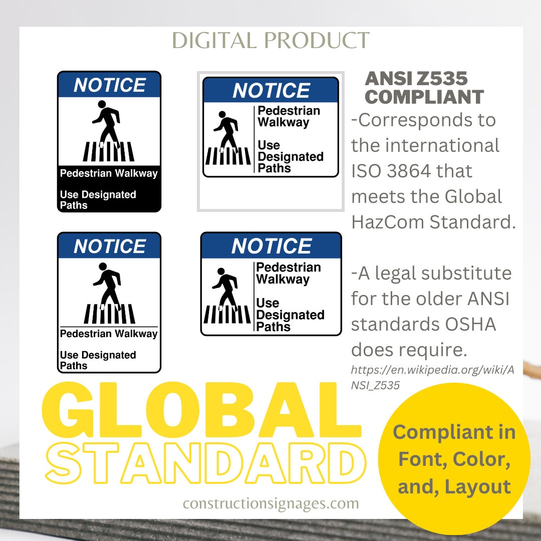 Pedestrian Walkway, Printable Safety Signage, Digital Download - Etsy