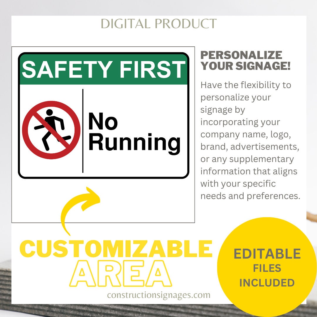 No Running, Printable Safety Signages, Digital Download - Etsy