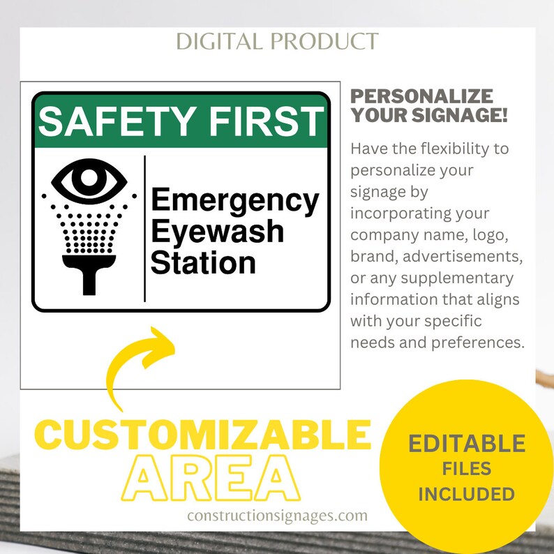 Emergency Eyewash Station, Printable Safety Signages, Digital Download ...