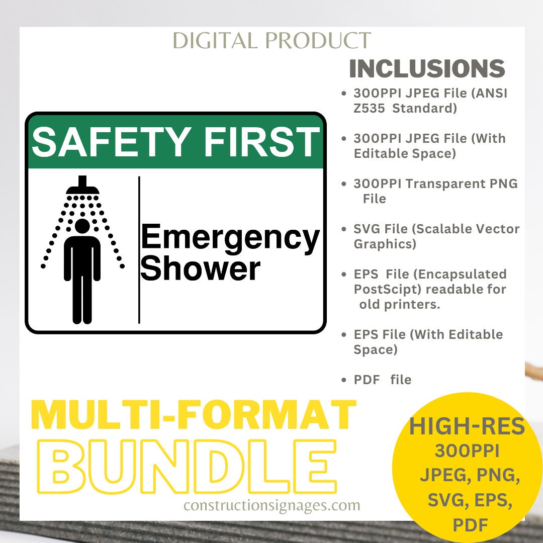 Emergency Shower, Printable Safety Signages, Digital Download - Etsy