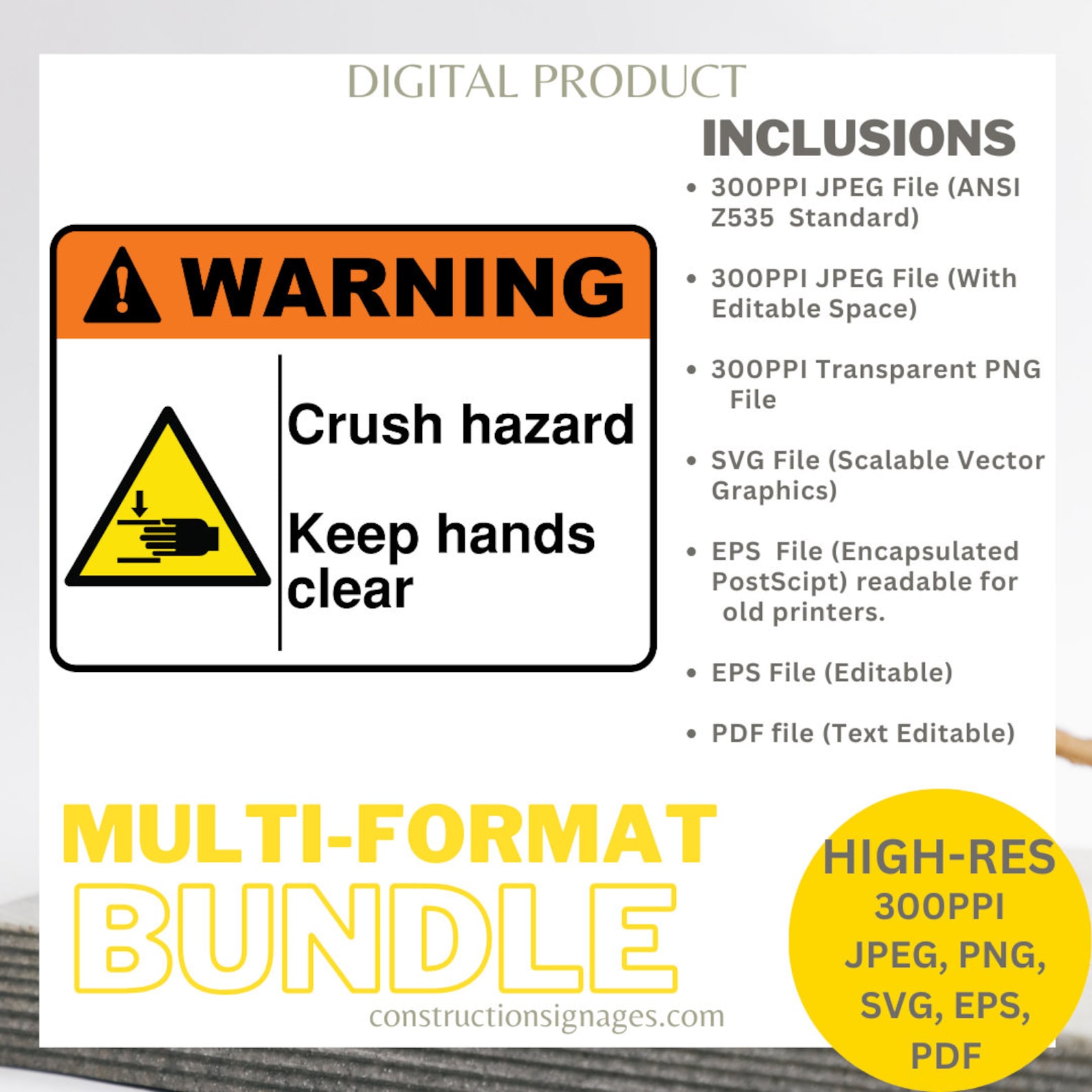 Crush Hazard, Keep Hands Clear, Safety Sign Printable, Health and ...