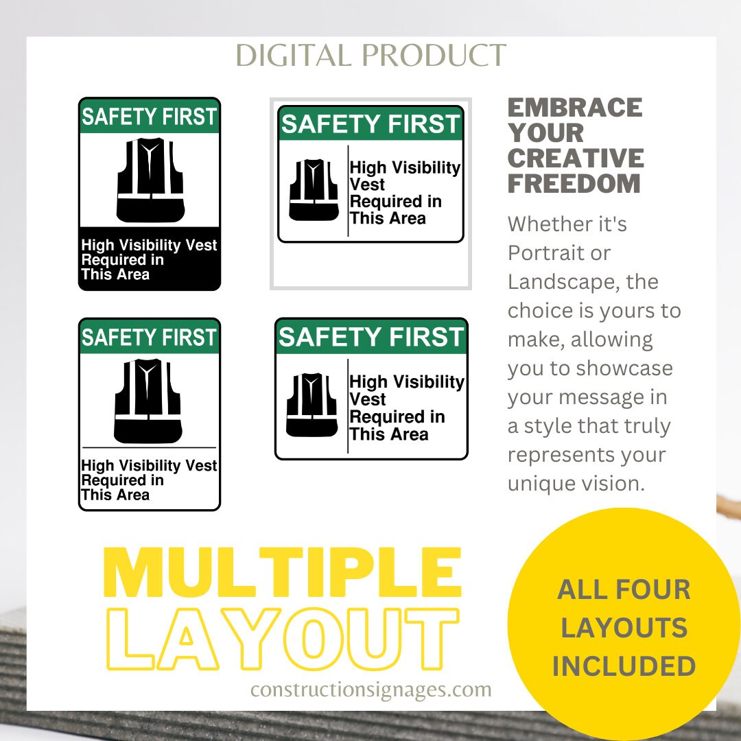 High Visibility Vest Required in This Area Printable Safety - Etsy