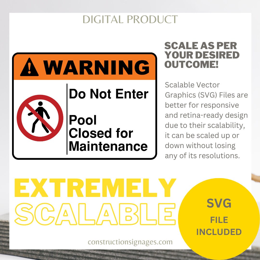 Do Not Enter Pool Closed for Maintenance, Printable Safety Signages ...