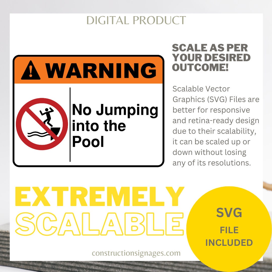 No Jumping Into the Pool, Printable Safety Signages, Digital Download ...