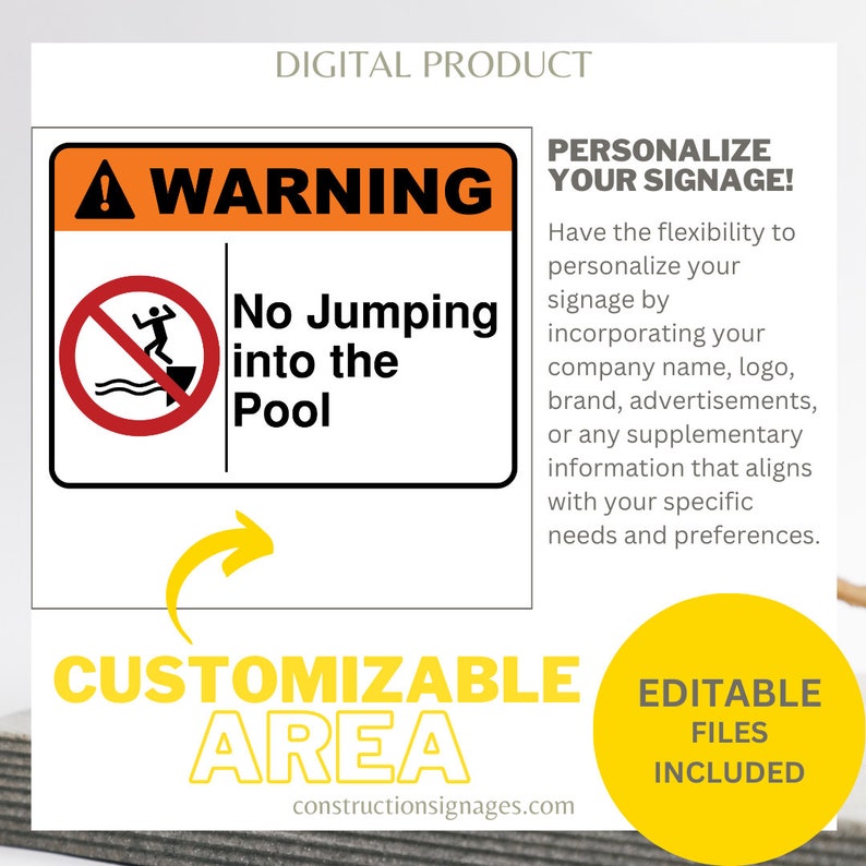 No Jumping Into the Pool, Printable Safety Signages, Digital Download - Etsy