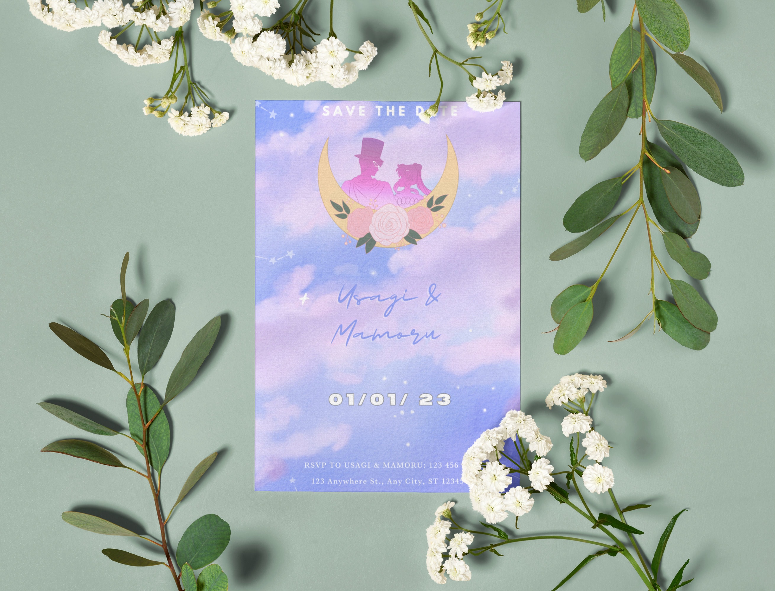 Celestial MAGICAL GIRL Digital Save the Date, Anime Inspired Wedding ...