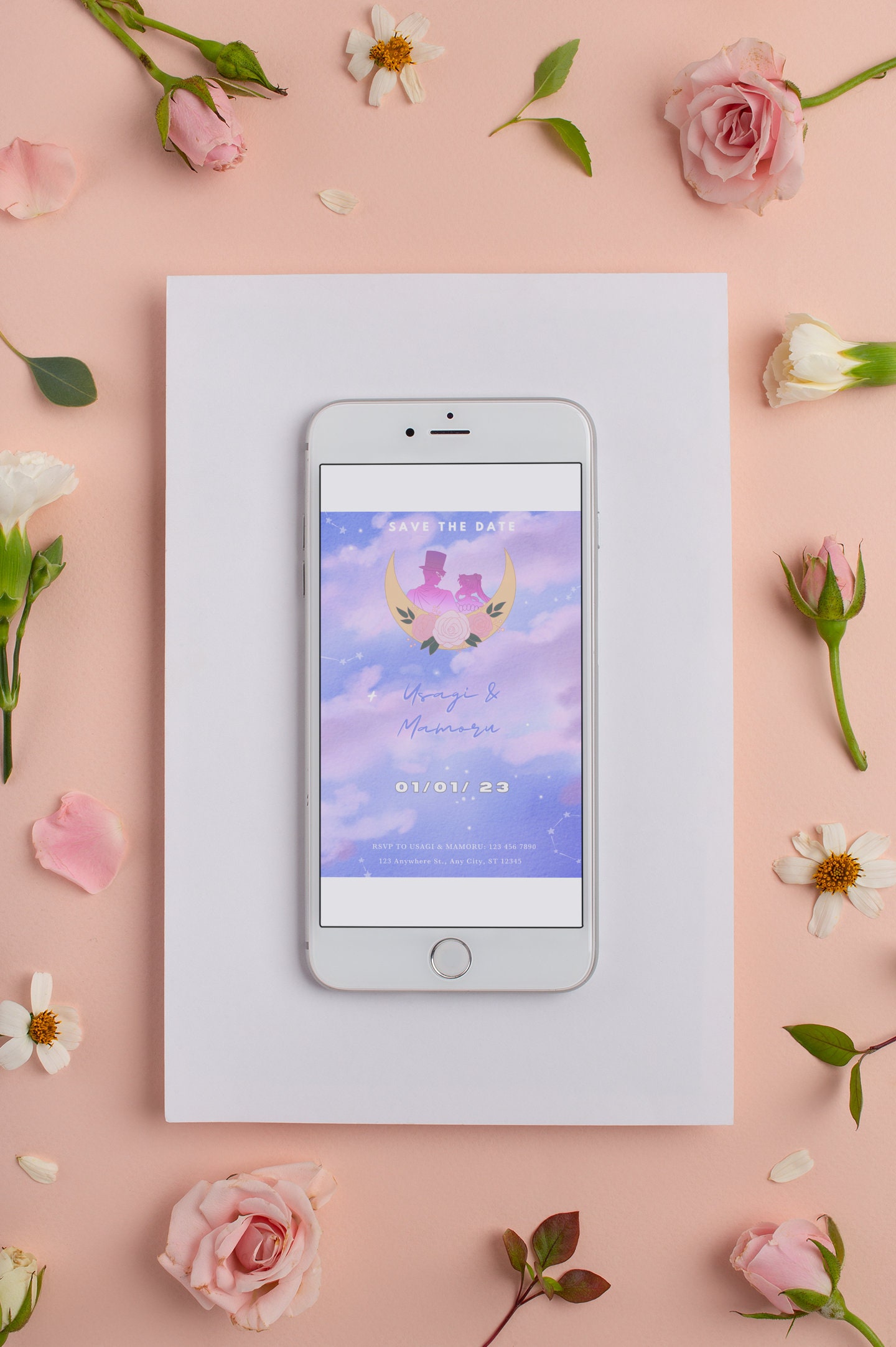 Celestial MAGICAL GIRL Digital Save the Date, Anime Inspired Wedding ...