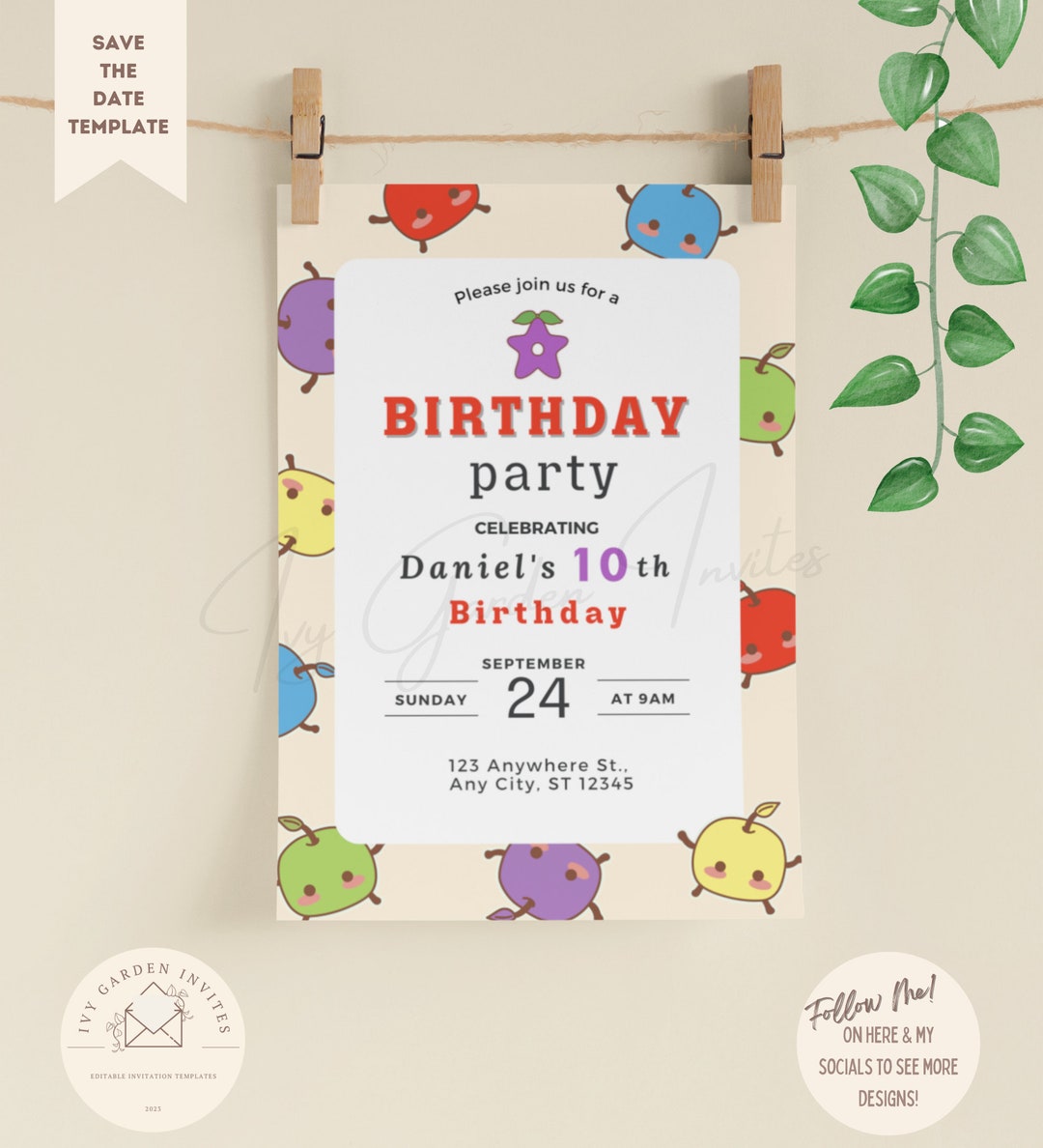 STARDEW VALLEY Inspired Digital Birthday Invitation Template, Farm ...
