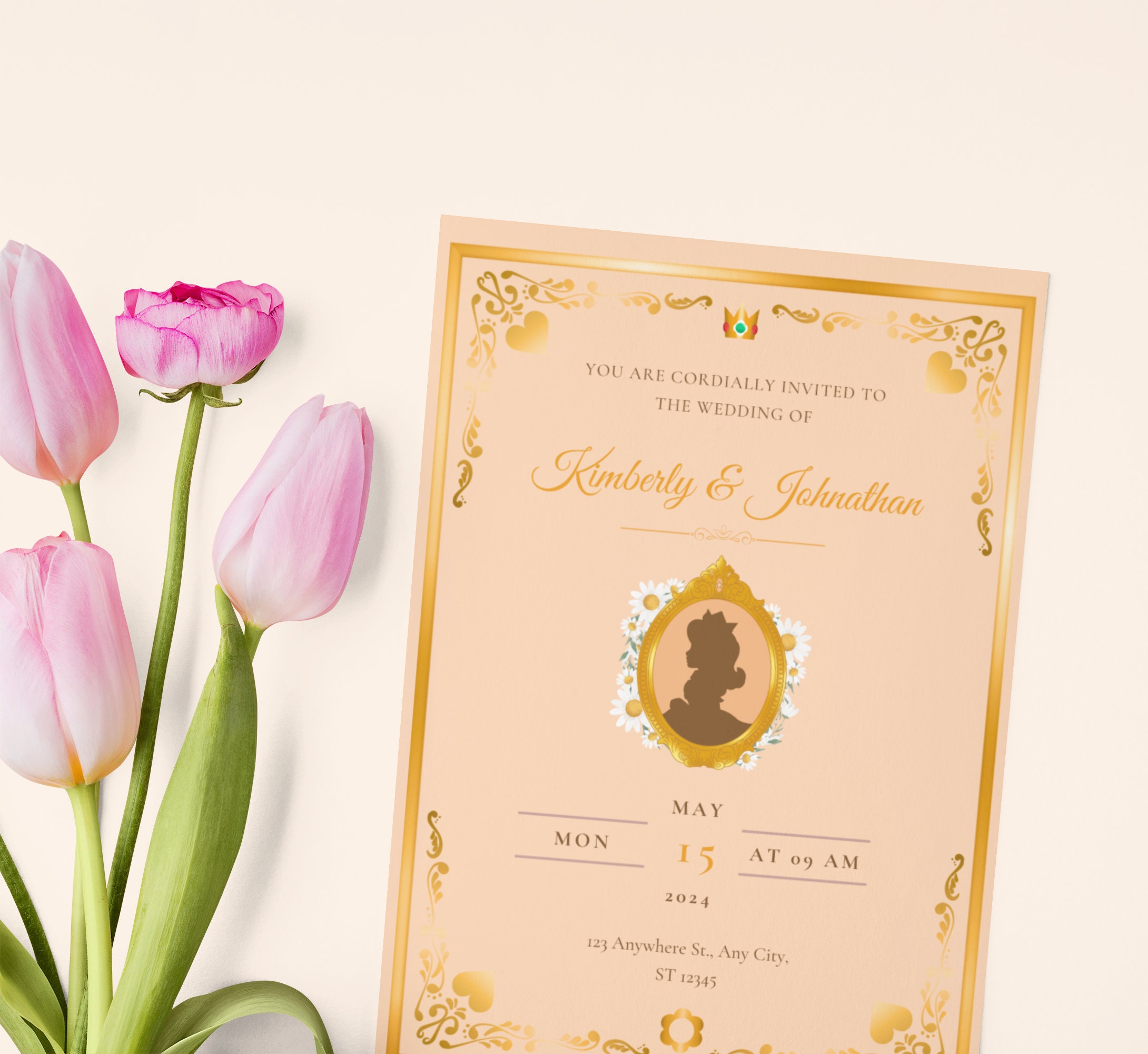 Royal DAISY Inspired Save the Date, Fairtytale Invitation, Digital ...