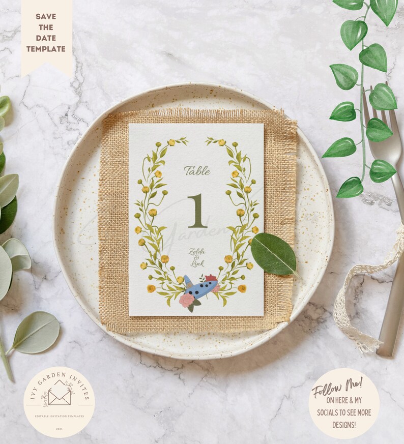 Wildflower Hylian Herb Zelda Inspired Editable Wedding Table Number ...