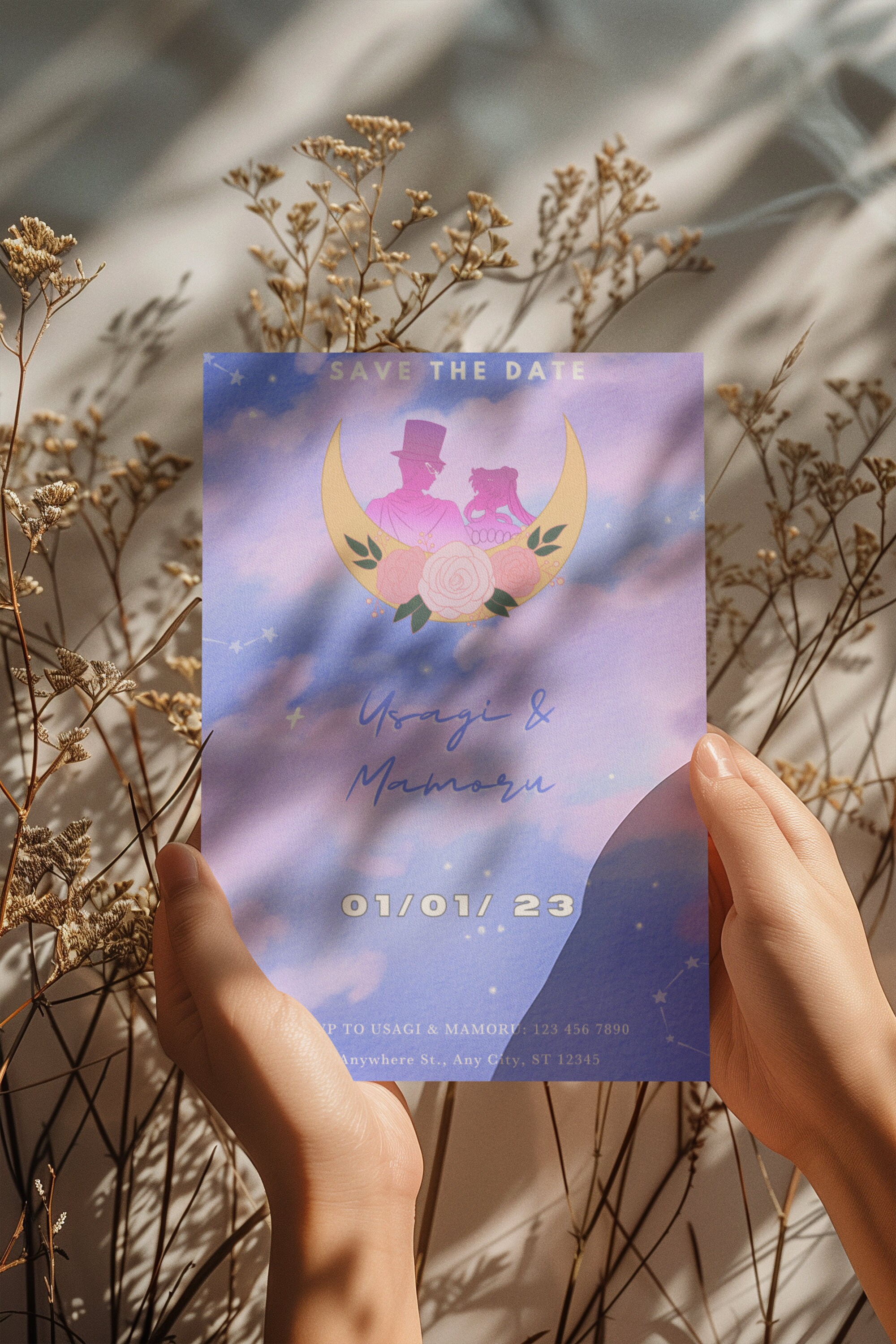 Celestial MAGICAL GIRL Digital Save the Date, Anime Inspired Wedding ...