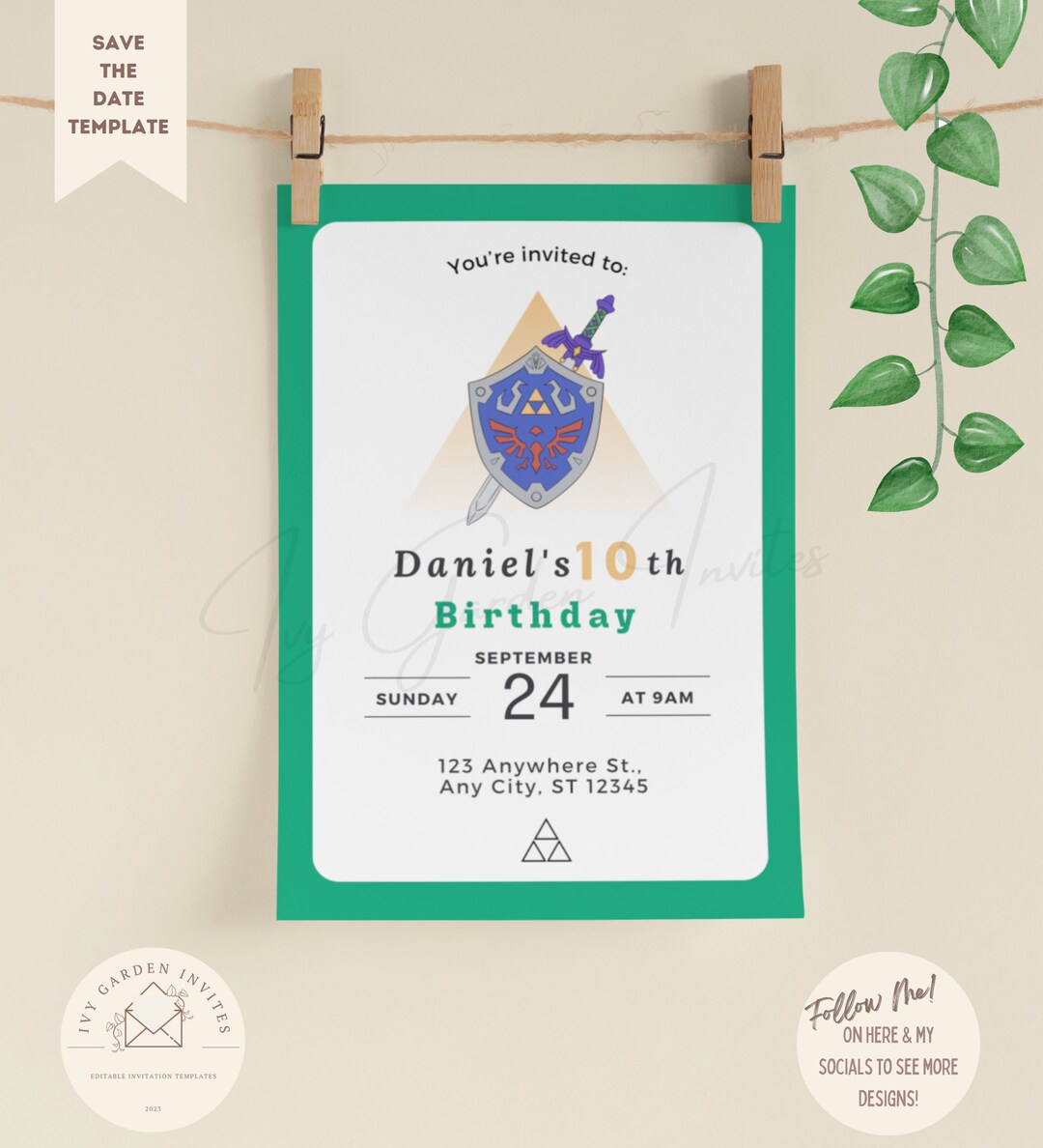 ZELDA Inspired Digital Birthday Invitation Template, Fantasy-themed ...