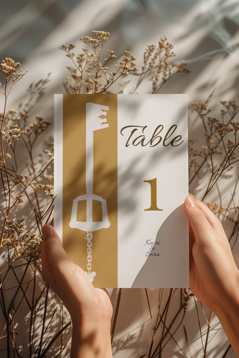 KH KEYBLADE Table Card for Weddings & Events Unique Digital Printable ...