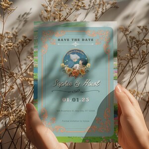 Magical HOWL'S MOVING CASTLE Inspired Digital Wedding Save the Date ...