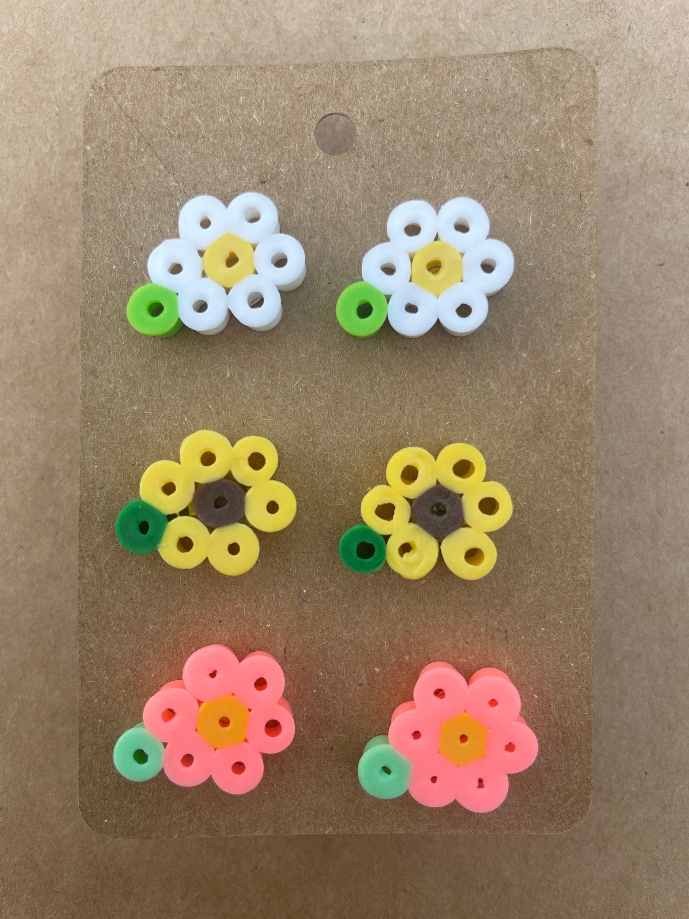 Perler Beads Flower Earrings - Etsy