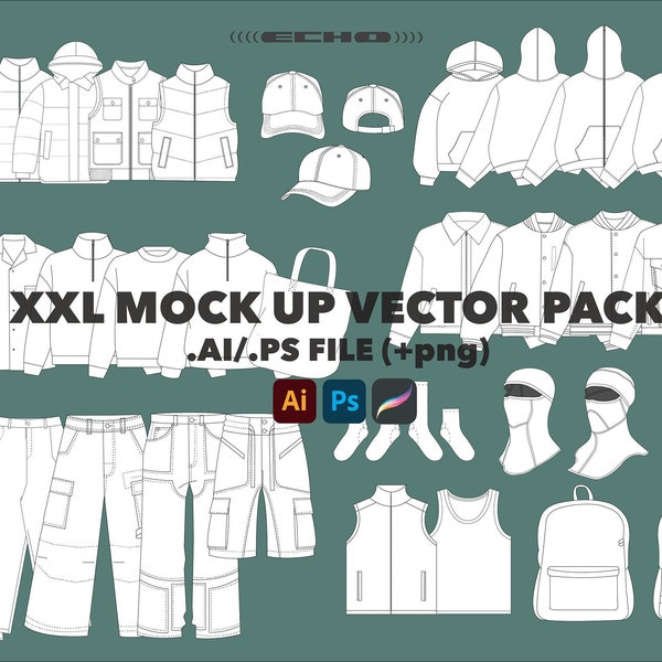 Tech Pack Illustrator Mockup - Etsy
