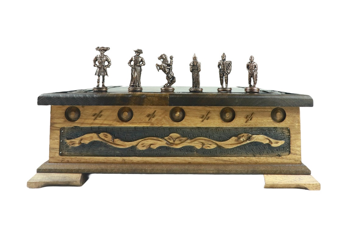Engraved Chess Set With Board Handmade Wooden Chess Board With Storage ...