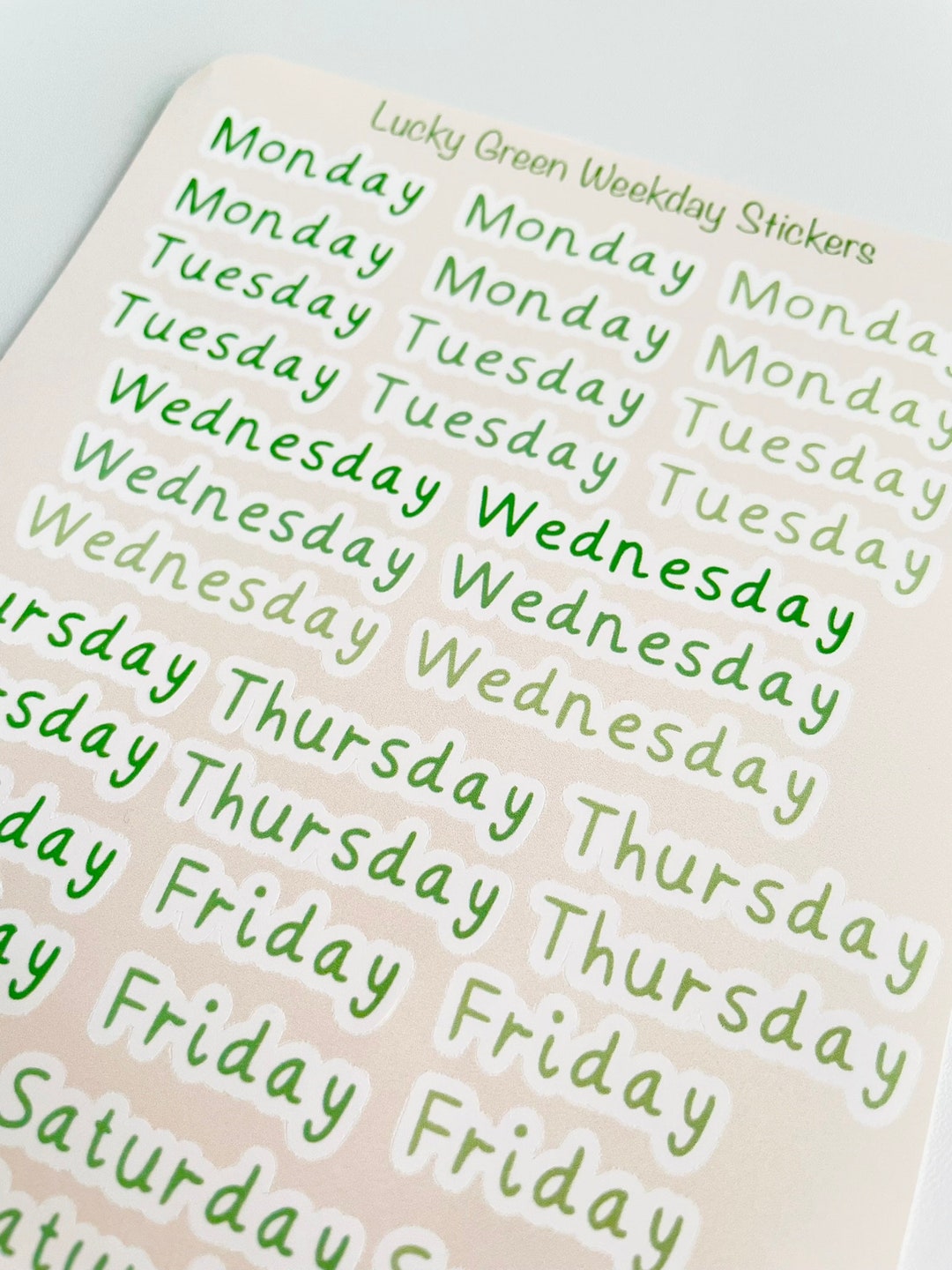 A5 Lucky Green Days of the Week Stickers Perfect for Planners, Diaries ...