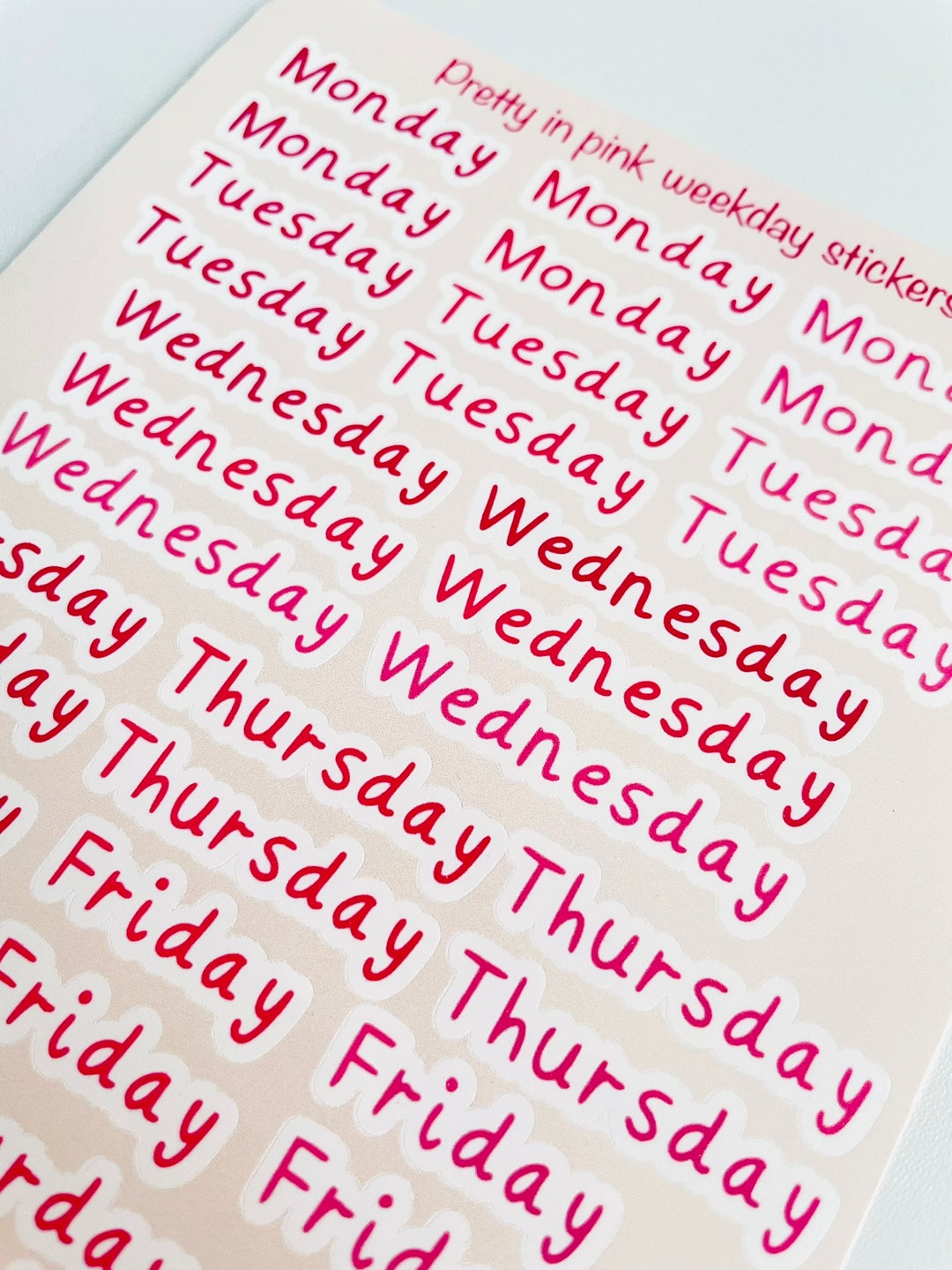 A5 Pretty Pink Days of the Week Stickers Perfect for Planners, Diaries ...