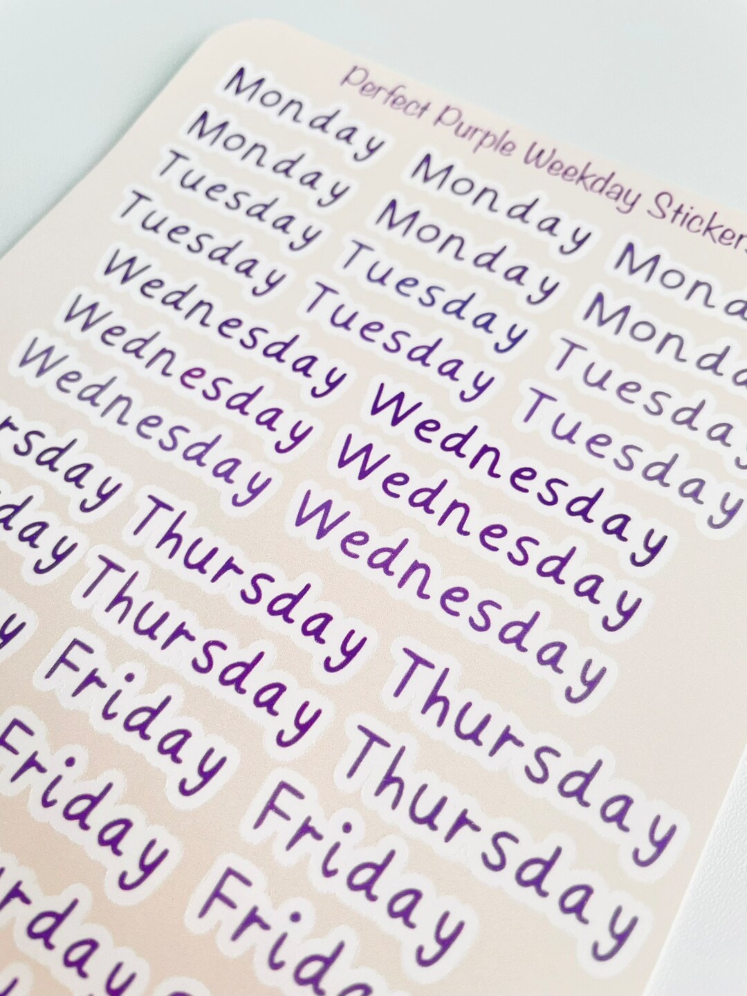 Purple Days of the Week Weekday Stickers. Six Weeks of Purple. Stickers ...