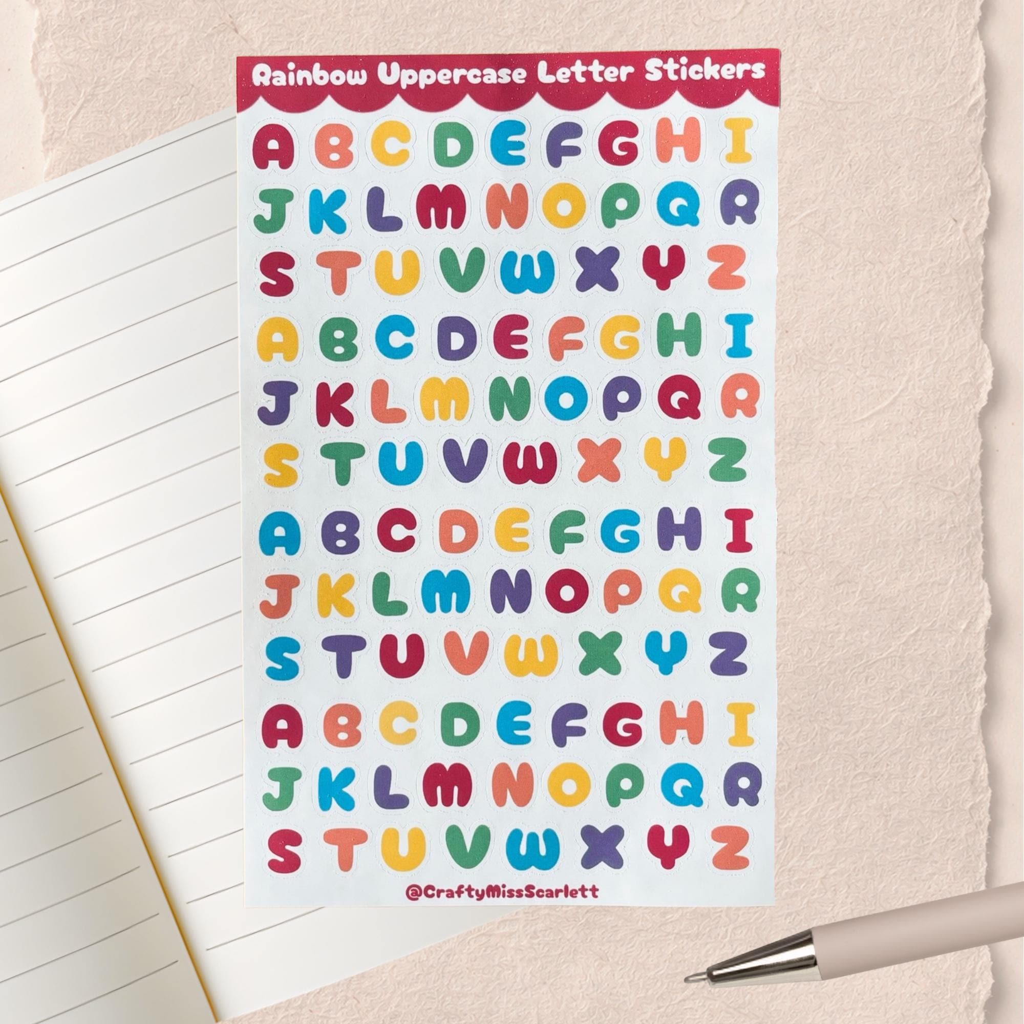 Rainbow Uppercase Alphabet Stickers | Journal Scrapbook Labels - Etsy