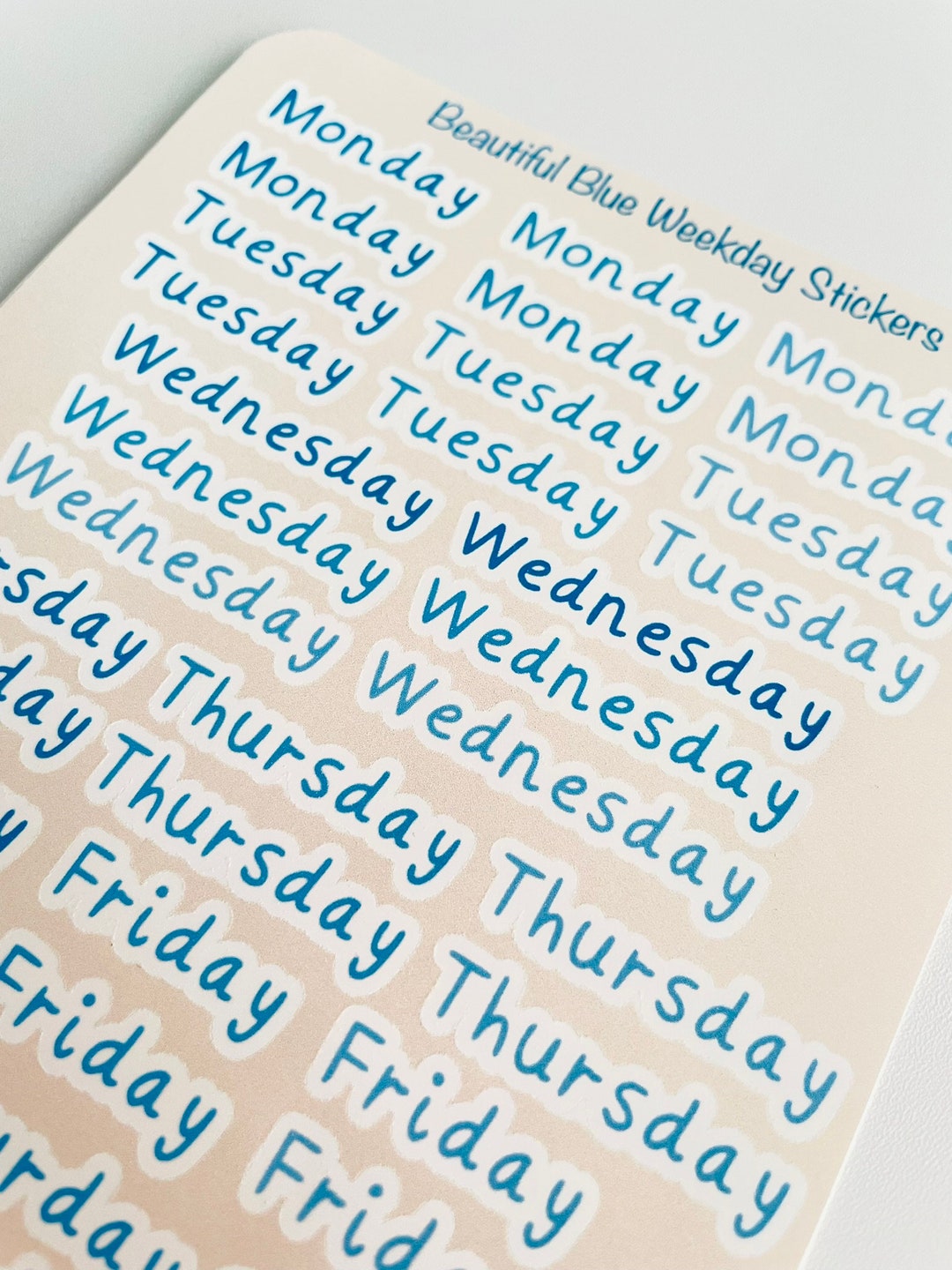 Blue Days of the Week Weekday Stickers. Six Weeks of Blue Stickers in ...