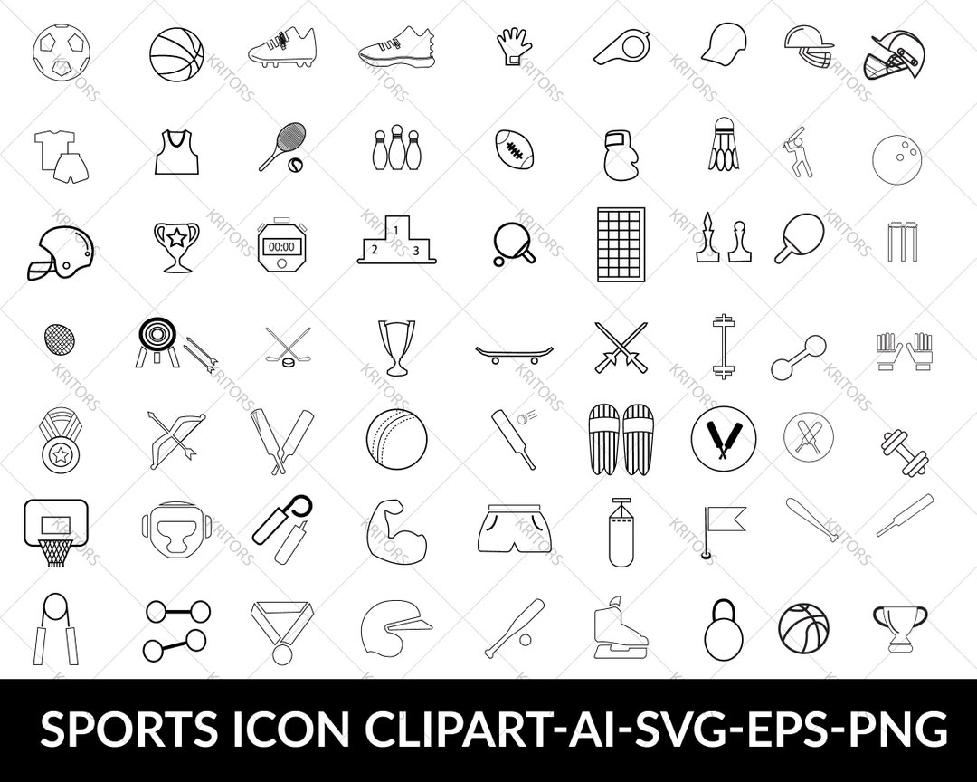 Doodle Sports Clipart Bundle 100 Hand-drawn Athletics - Etsy