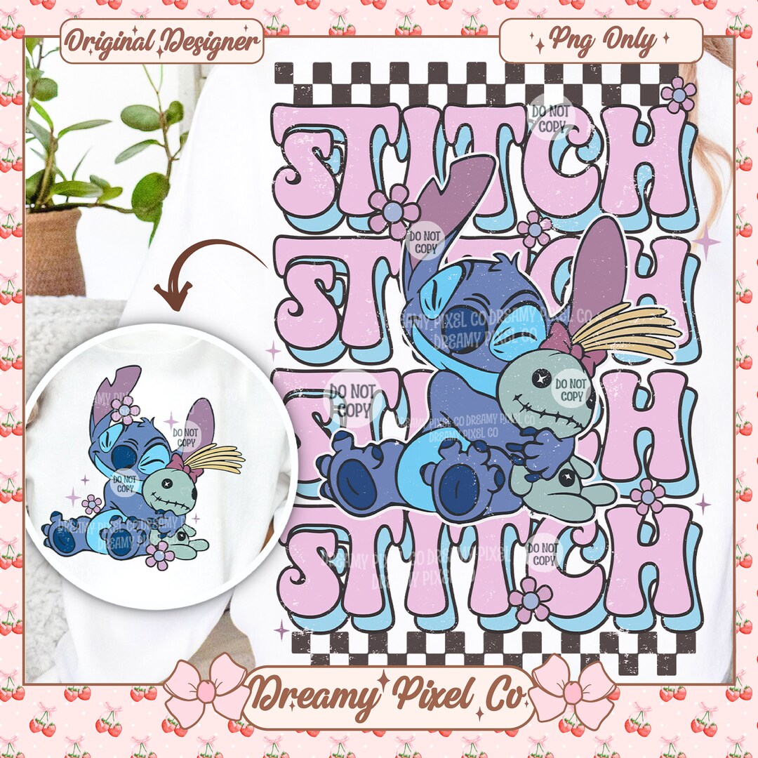 Retro Stitch PNG, Stitch Shirt Design Png, Stitch Png Design, Stitch ...