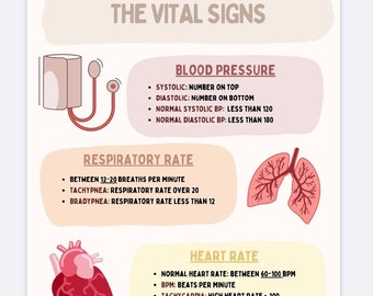 Vital Signs Nursing Study Guide Cheat Sheet-student Nurse and RN Review ...
