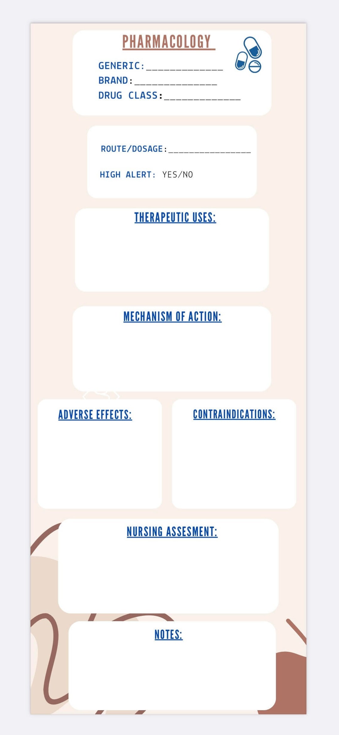 Pharmacology Infographic Medication Study Template - Etsy