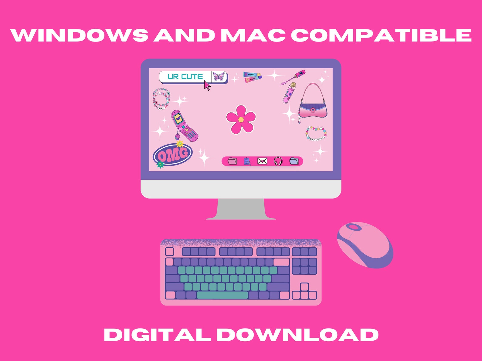 Ur Cute Y2K Wallpaper Aesthetic Pink Cute Desktop Wallpaper - Etsy Canada
