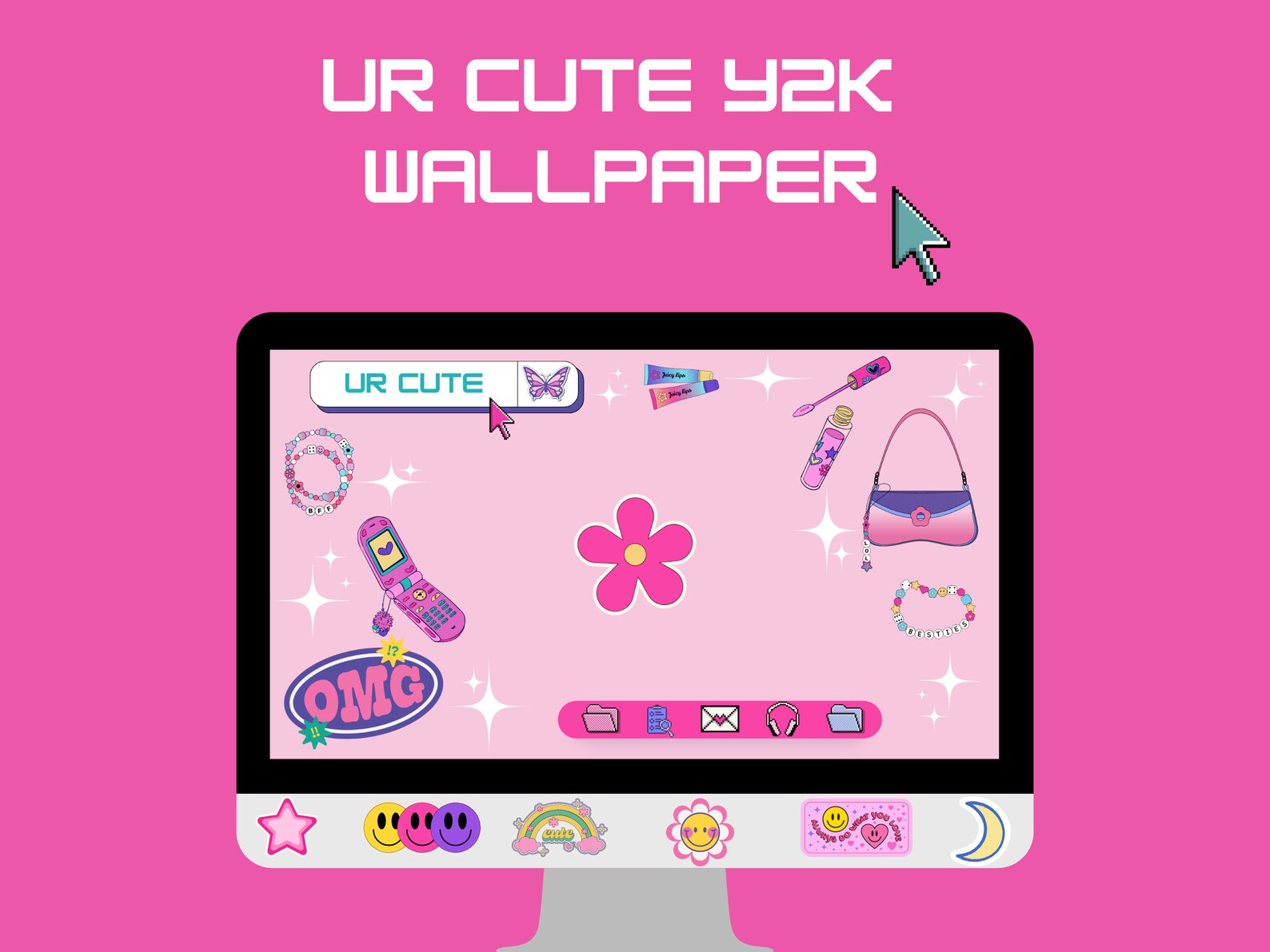Ur Cute Y2K Wallpaper Aesthetic Pink Cute Desktop Wallpaper - Etsy Canada