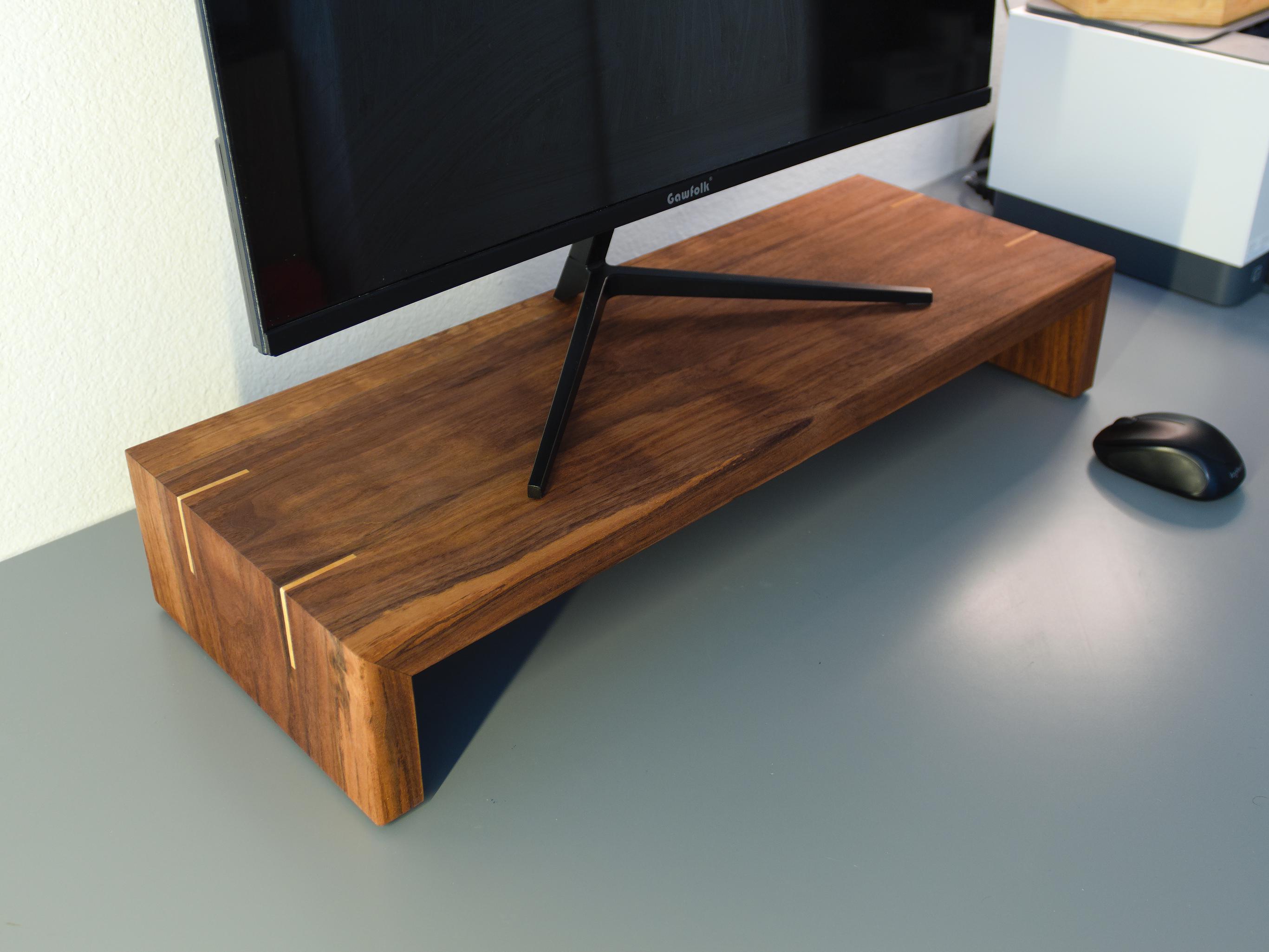 Walnut Monitor Riser, Hardwood Computer Stand, Laptop Stand, Ergonomic ...
