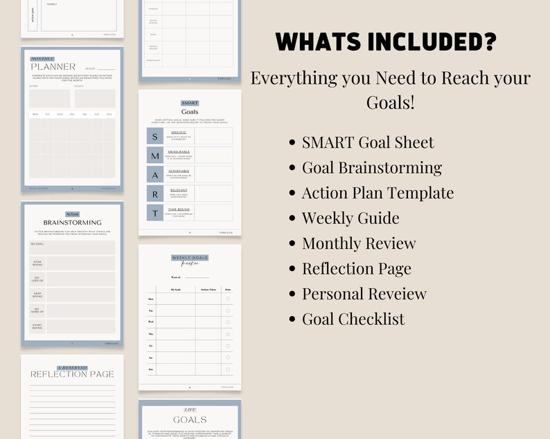 SMART Goals Template, Goal Setting Worksheet, Goal Planner, Smart Goals ...