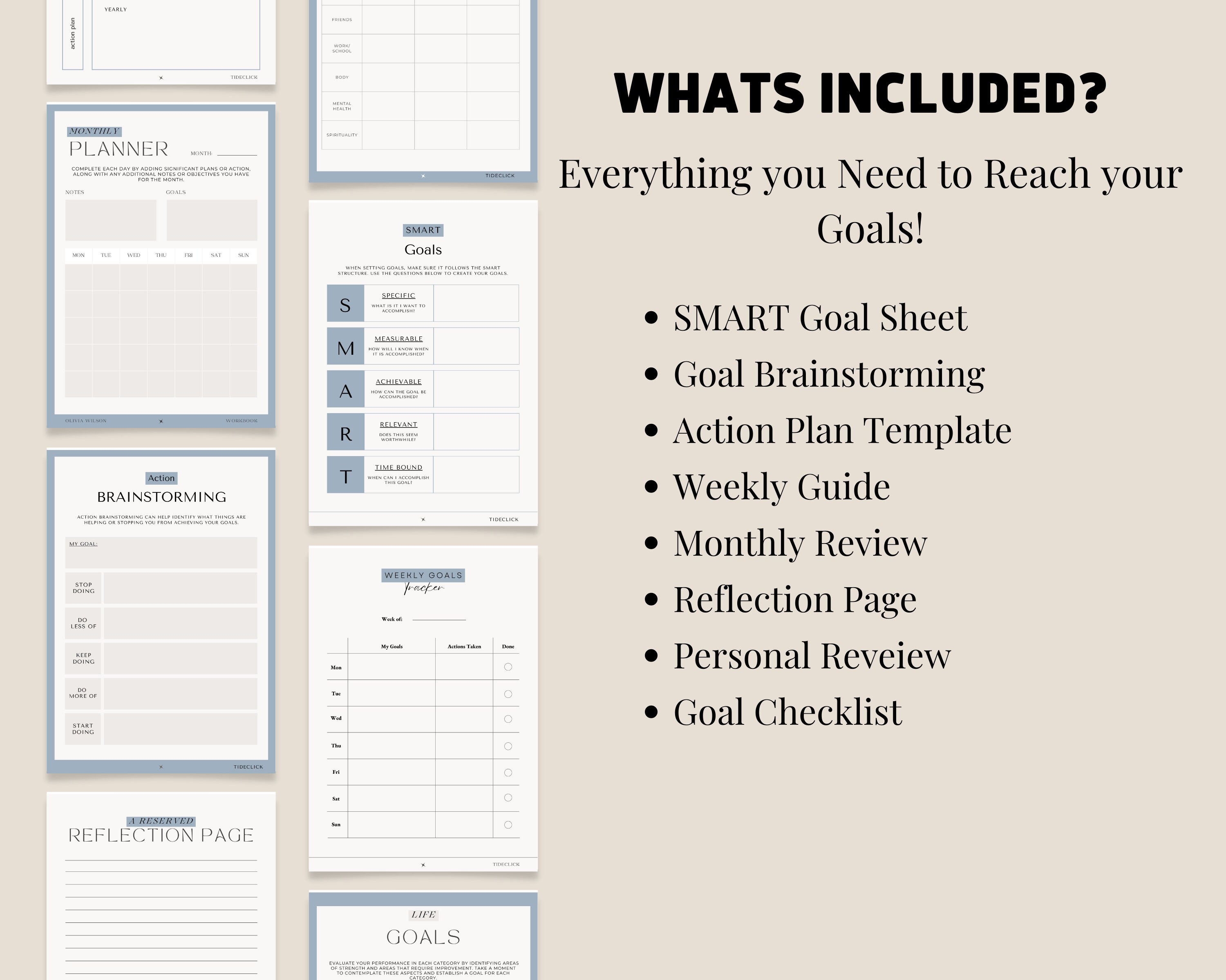 SMART Goals Template, Goal Setting Worksheet, Goal Planner, Smart Goals ...