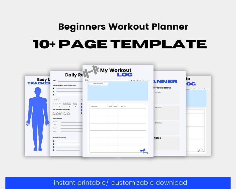 Beginner Workout Plan Fitness Planner Weight Loss Tracker - Etsy