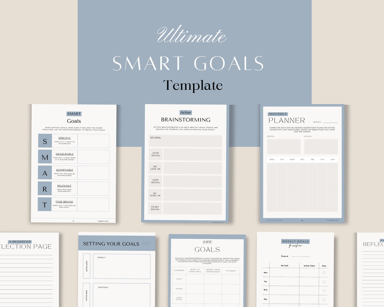 SMART Goals Template, Goal Setting Worksheet, Goal Planner, Smart Goals ...