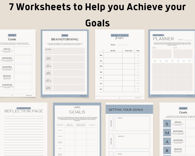 SMART Goals Template, Goal Setting Worksheet, Goal Planner, Smart Goals ...
